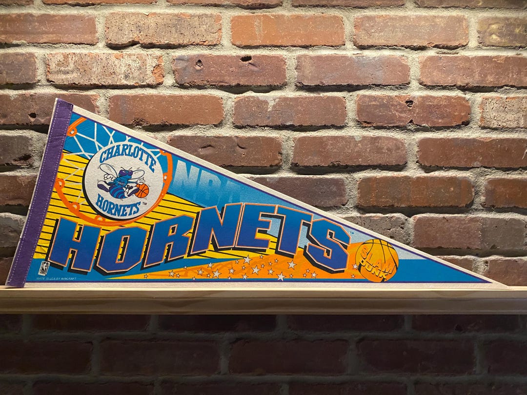 1990s Charlotte Hornets NBA Large Vintage Pennant – Authentic Sports ...
