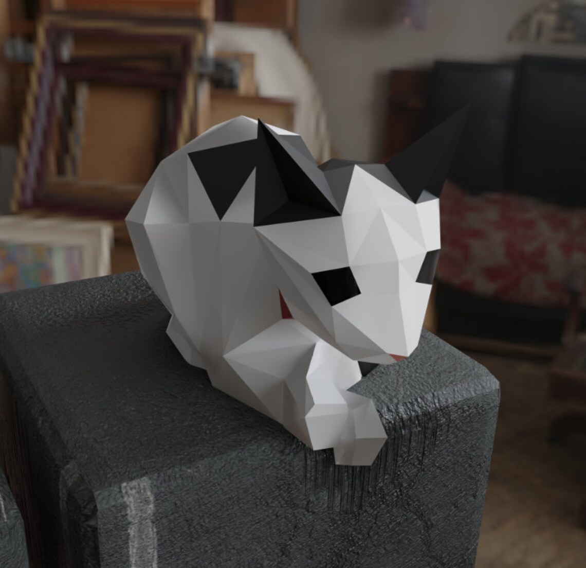 Papercraft Loafing Cat, Make Your Own Cat, Papercraft Paper Statue ...