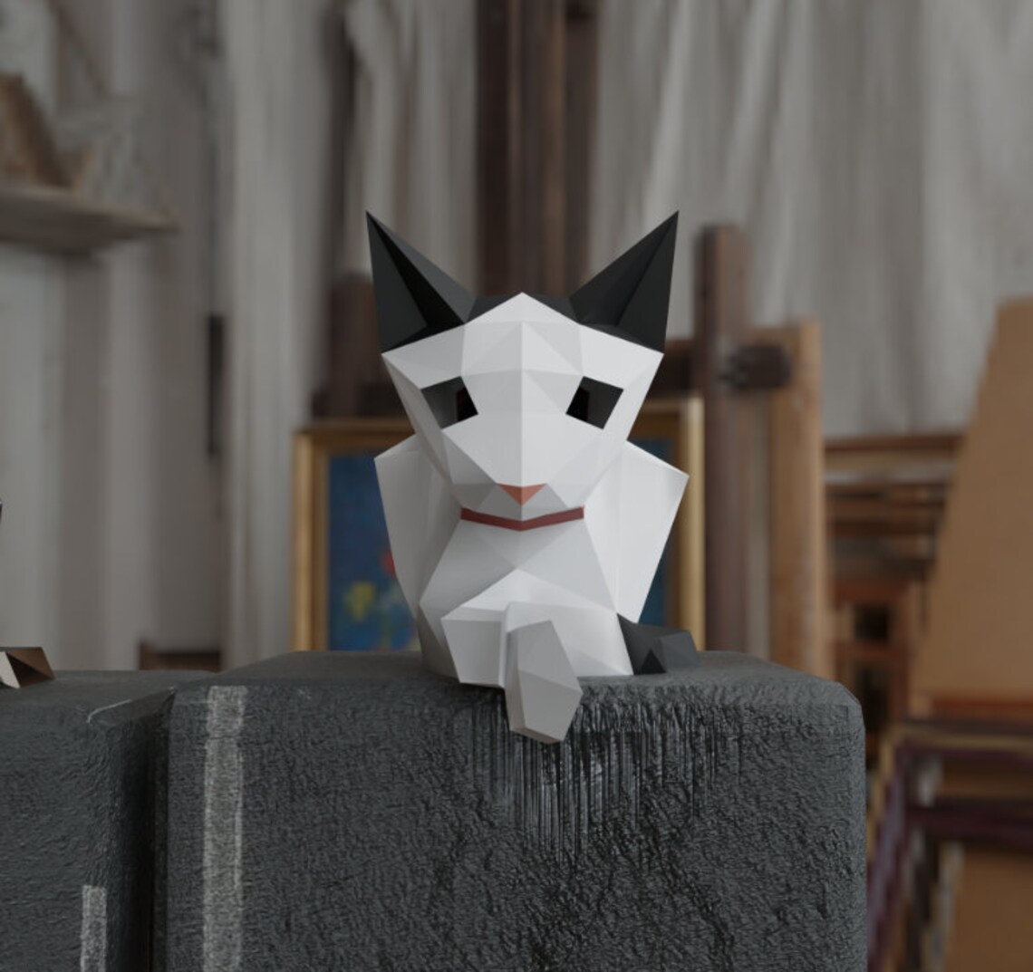 Papercraft Loafing Cat, Make Your Own Cat, Papercraft Paper Statue ...