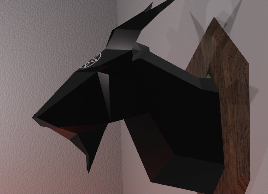 Papercraft Goat Head Mount With Pentagram, Make Your Own Satanic Goat ...