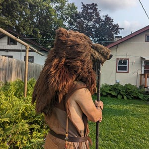 Custom Wearable Bear Head – Fantasy Cosplay Mask With Faux Fur for LARP ...