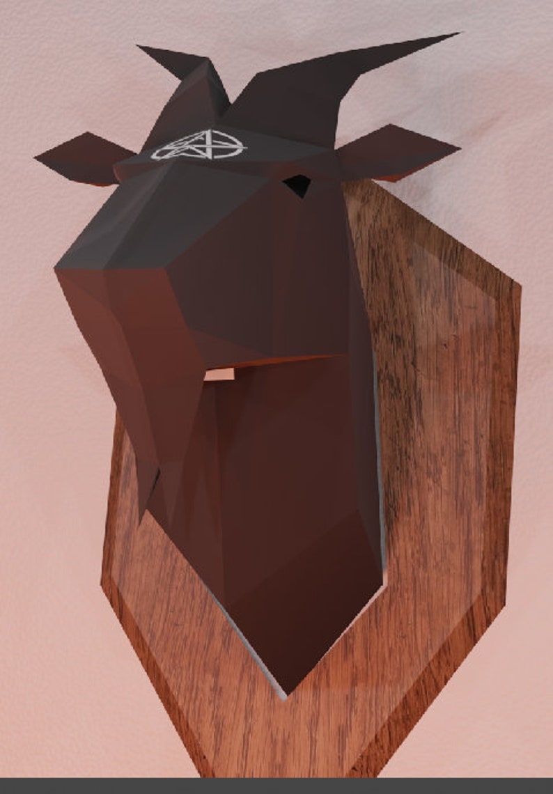 Papercraft Goat Head Mount With Pentagram, Make Your Own Satanic Goat ...