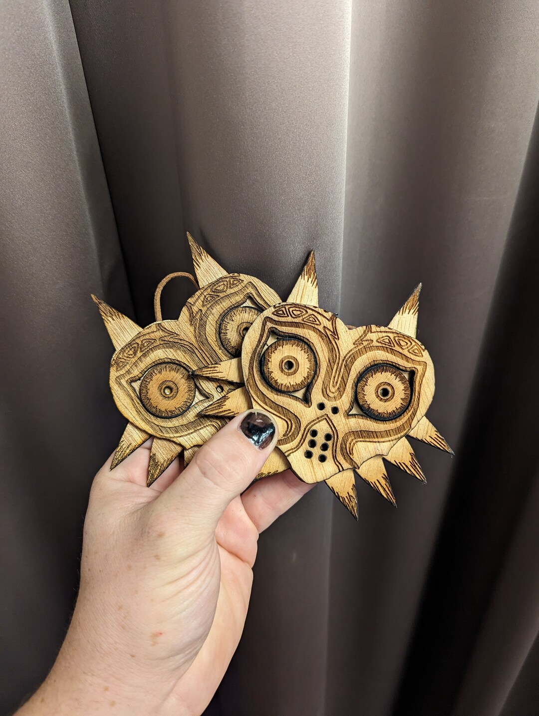 Wood Zelda Majora's Mask Woodcut Set of Two Laser Etch Zelda Ornament ...