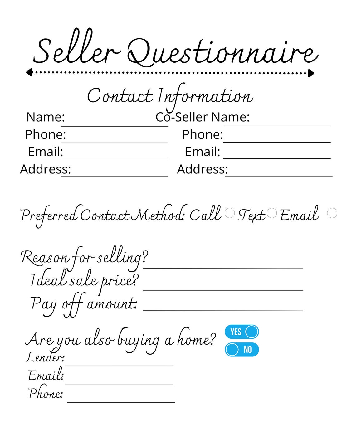 Seller Questionnaire Sheet - Etsy