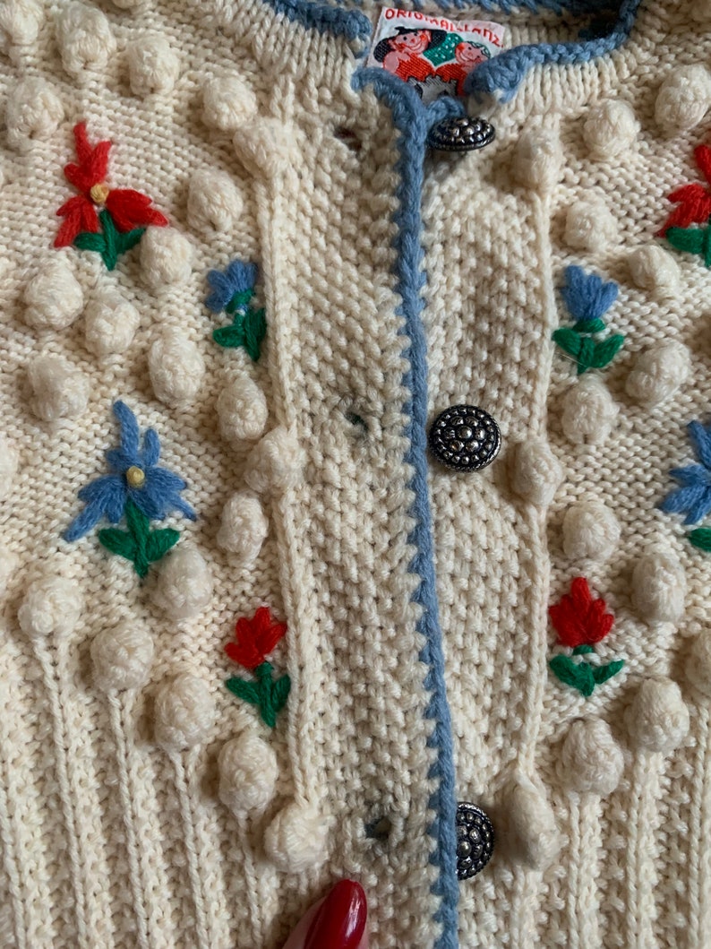Vintage Austrian Trachten Cardigan Lanz of Salzburg Popcorn Knit ...