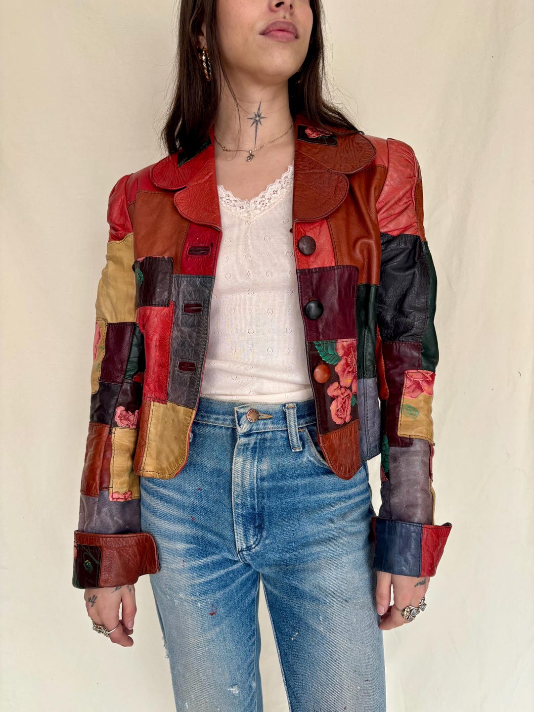 RARE Gandalf the Wizard Patchwork Leather 70s Jacket Rocker Hippie ...