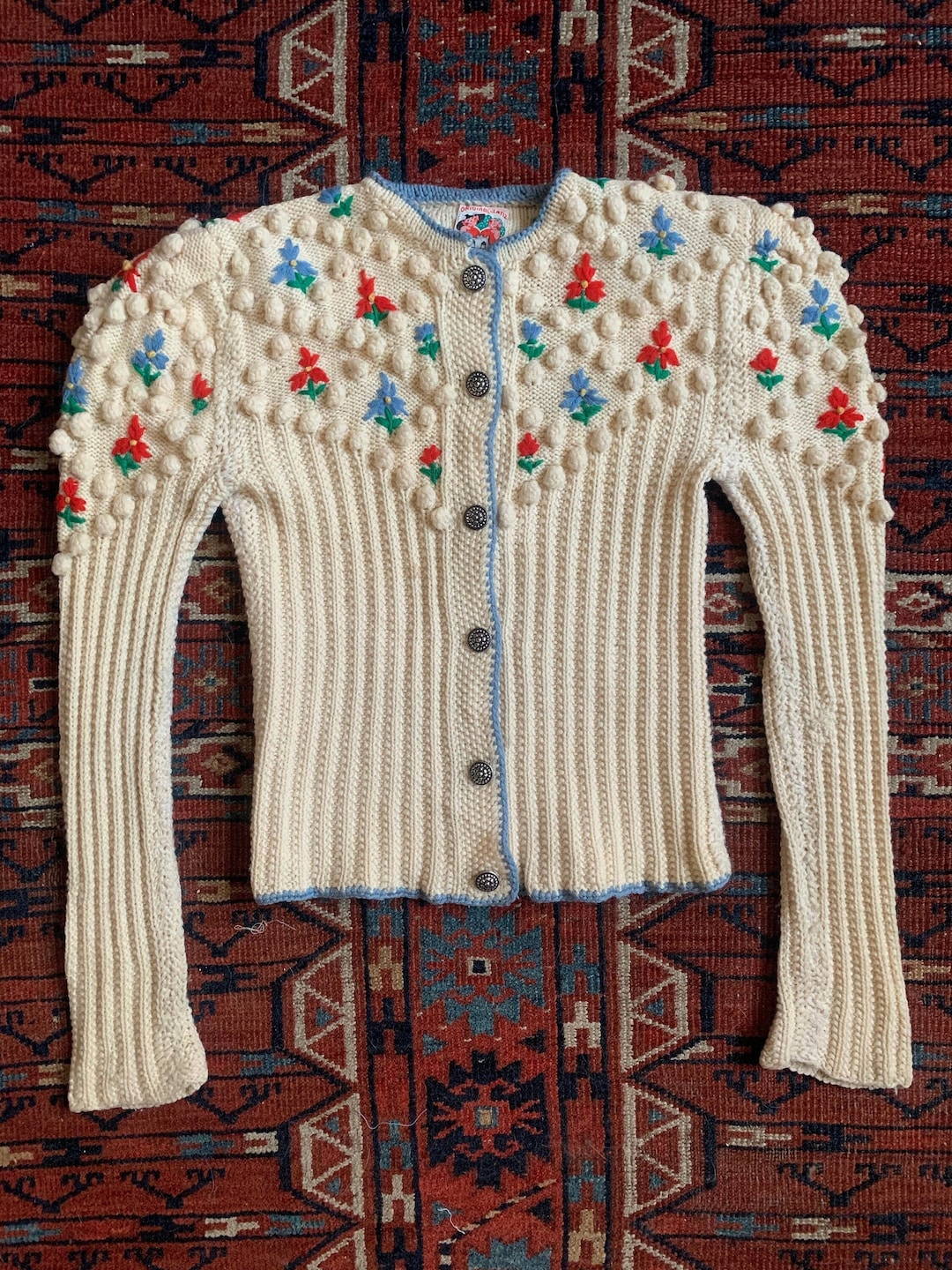 Vintage Austrian Trachten Cardigan Lanz of Salzburg Popcorn Knit ...