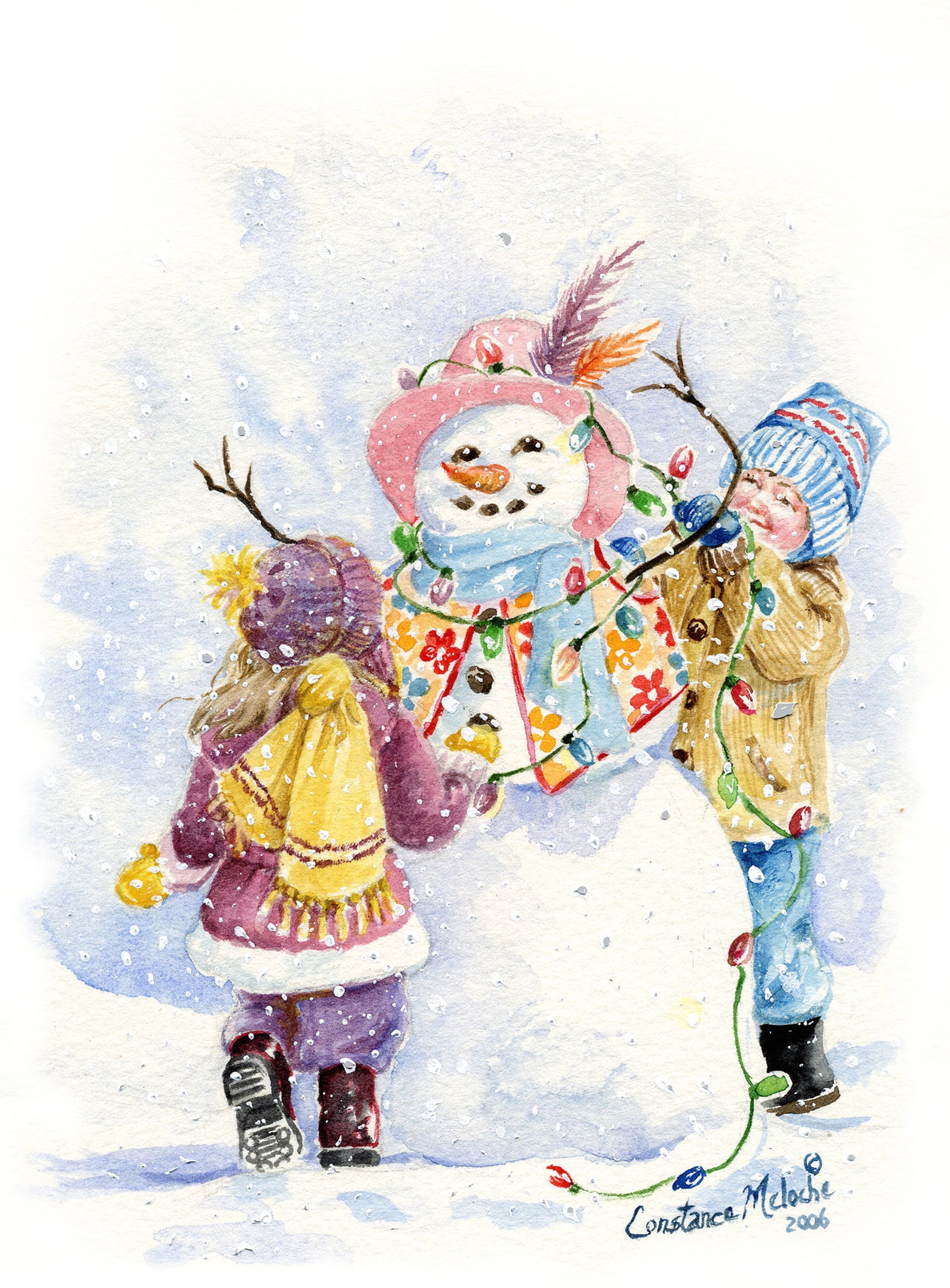 Snowman Watercolour Painting Print. Limited Edition. A Little ...