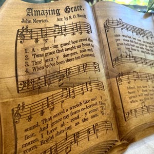 Beautiful Wooden Songbook Display - "amazing Grace" Hymn Book, 10x16 ...