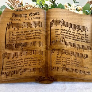 Beautiful Wooden Songbook Display - "amazing Grace" Hymn Book, 10x16 ...