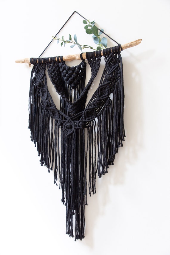 Black Macrame Wall Hanging Large Wall Art Modern Tapestry | Etsy