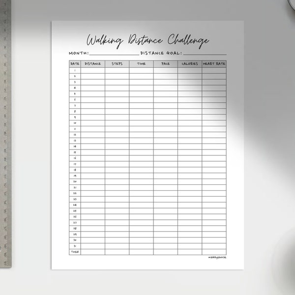 Walking Challenge Template - Etsy