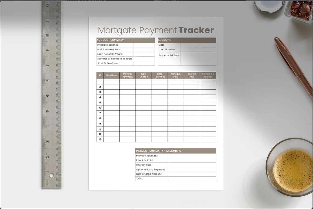 Mortgage Monthly Payment Tracker, Homeowner Loan Payment Tracker ...