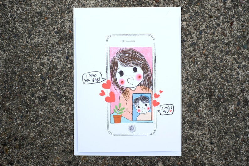 Long Distance Relationship Couple Card Facetime Dating | Etsy