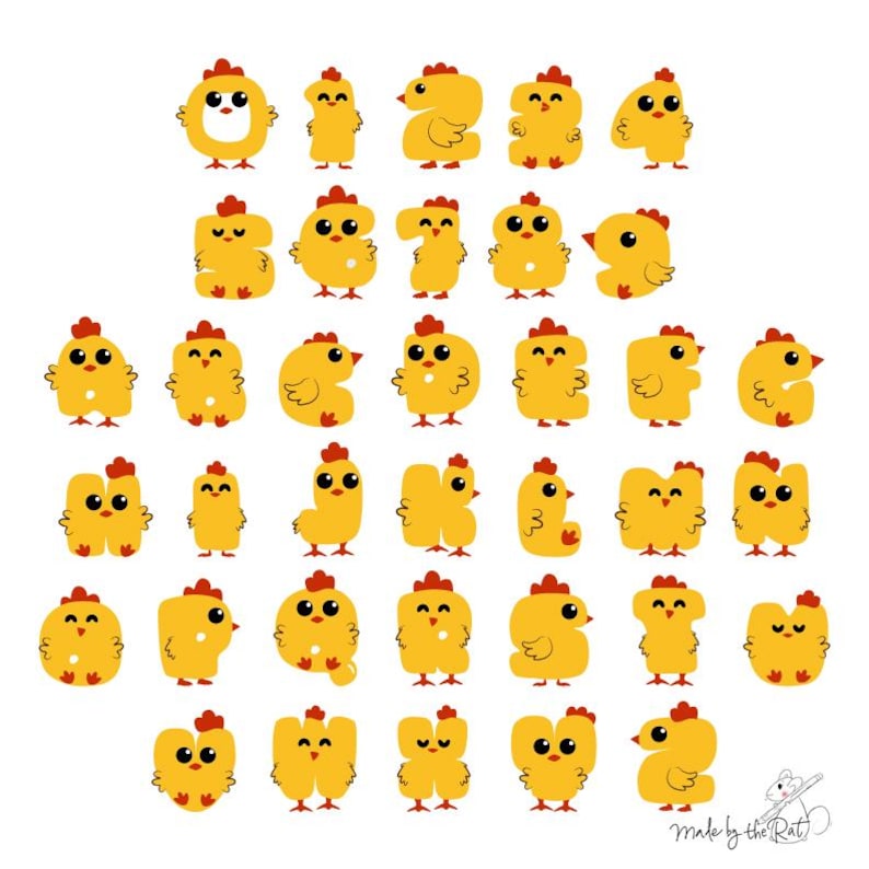 Chicken Alphabet & Numbers, Chicken Letters, Cute Easter Chicken ...