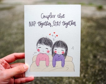 Husband Wife Card Couples Card Cute Illustration - Etsy
