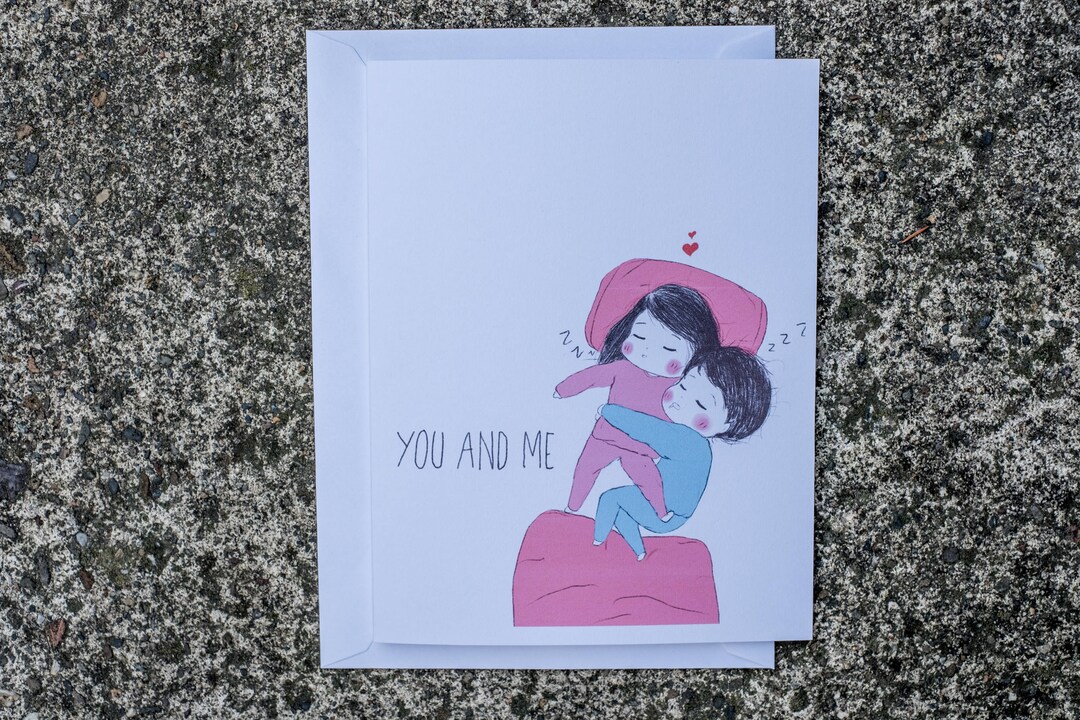 Husband Wife Card, Couples Card, Cute Illustration, Anniversary Card ...