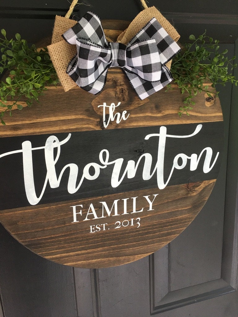 Door Hanger, Custom Door Sign, Front Door Hanger, Family Sign, Last ...