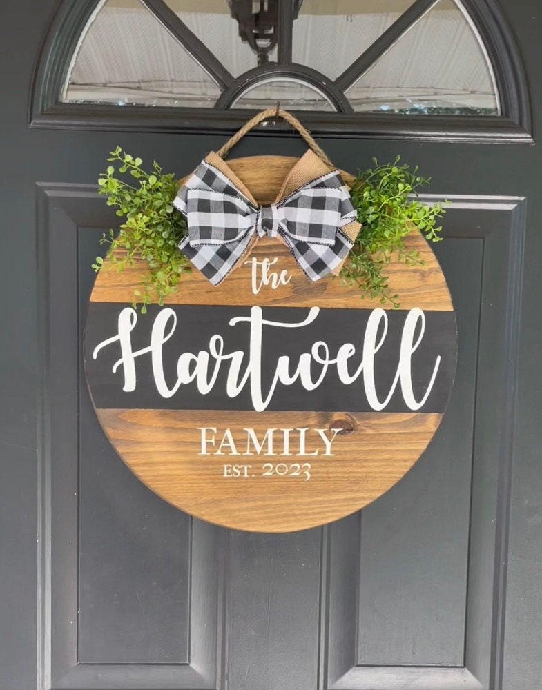 Door Hanger, Custom Door Sign, Front Door Hanger, Family Sign, Last ...