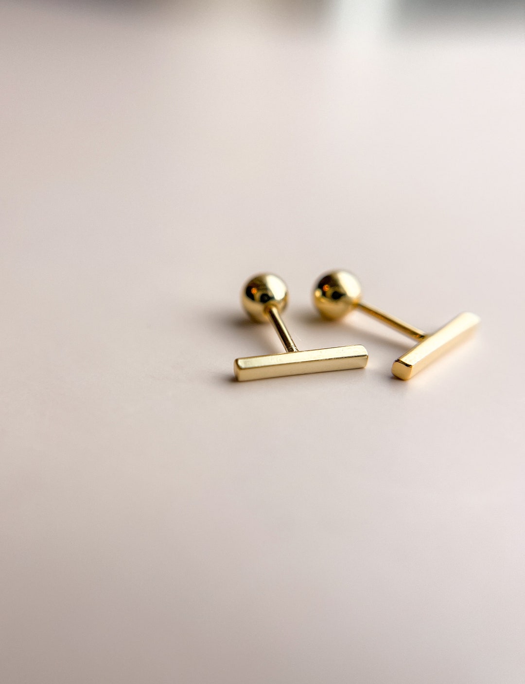 Tiny Modern Bar Gold Studs//18k Gold Filled// Earrings//sleep in ...