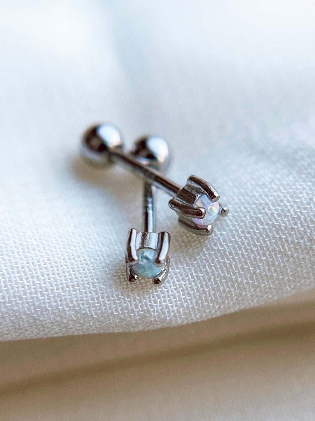Napali Tiny Opal Stud Earrings//18k Silver Filled//gemstone Studs ...