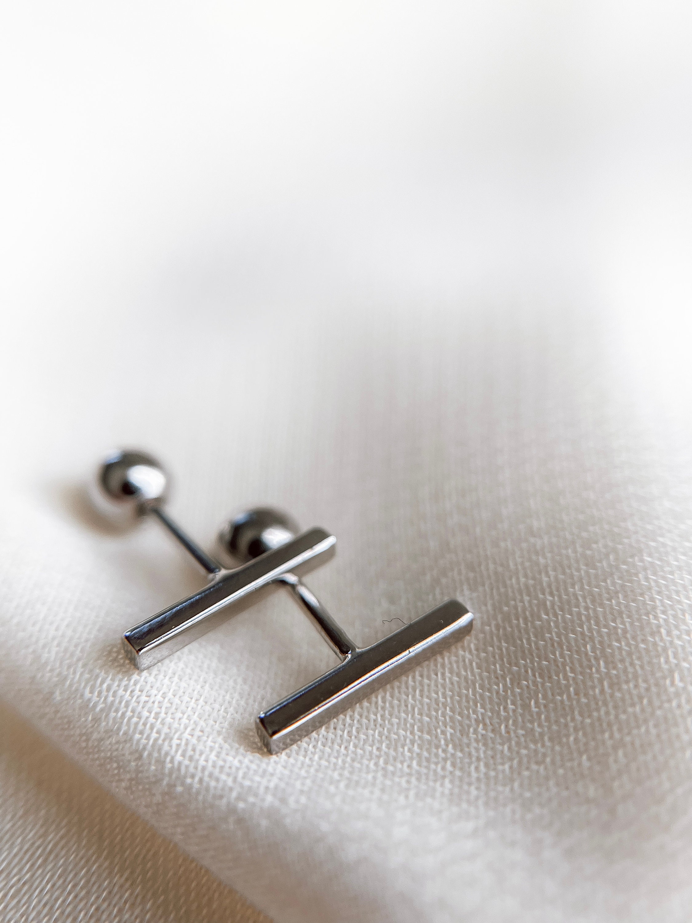 Tiny Modern Bar Silver Studs//18k Silver Filled// Earrings//sleep in ...