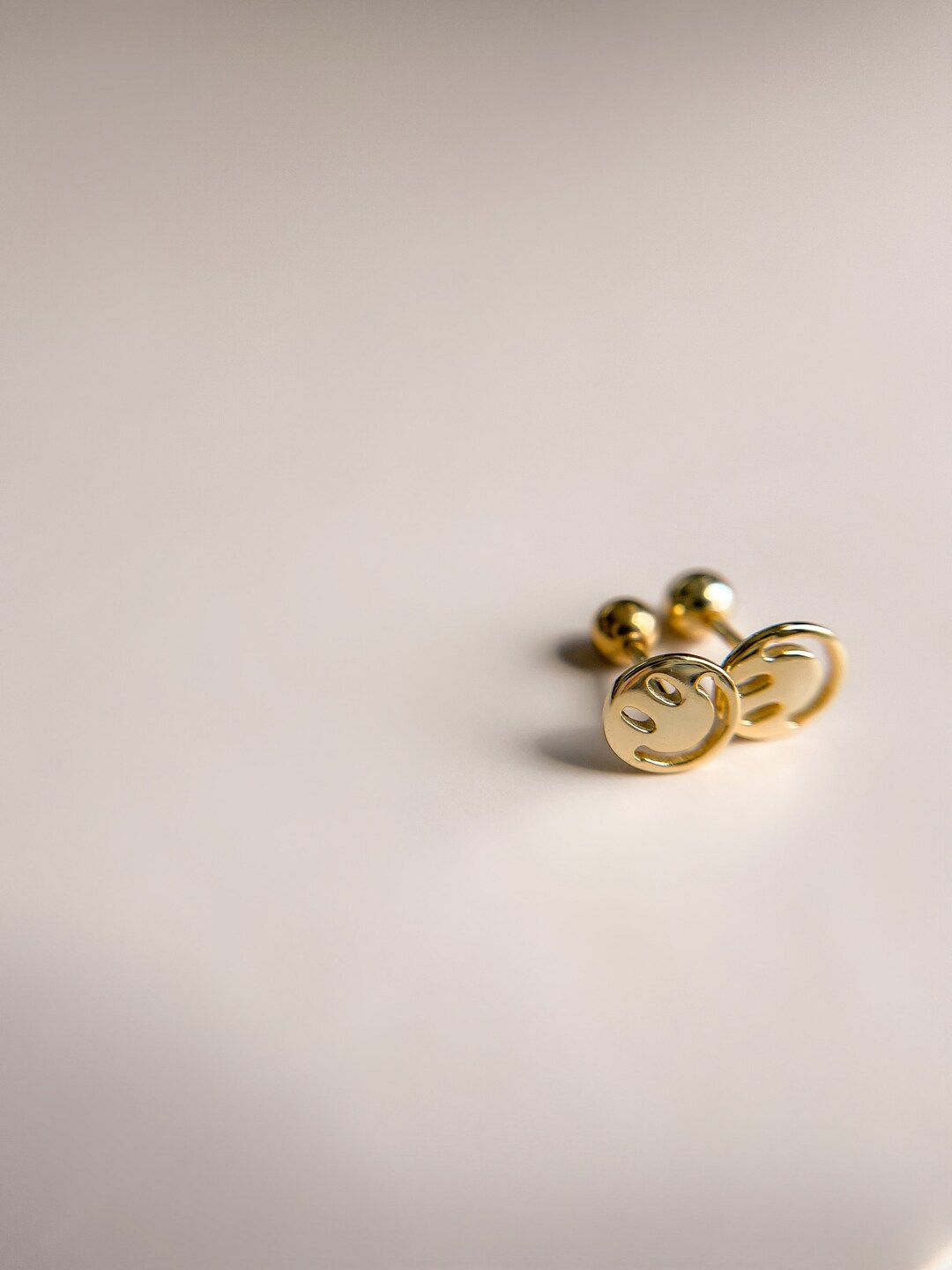 Tiny Smiley Gold Studs//18k Gold Filled//stud Earrings//sleep in ...