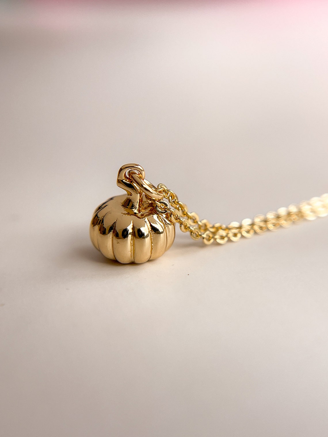 Tiny Pumpkin Necklace//18 Karat Gold Filled//adjustable Chain//pumpkin ...