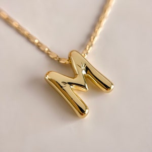 18k Gold Filled Bubble Initial Necklace//18k Gold Filled//modern Oval ...