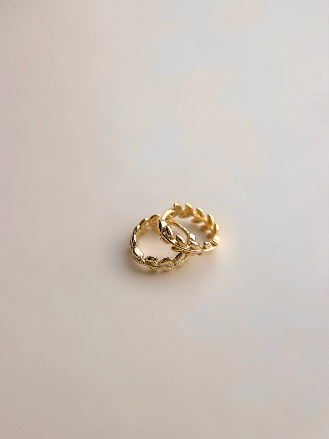 Mini Laurel Leaf Huggie Hoops 18k Gold Filled Mini Hoops Sleep In Earrings Modern Boho