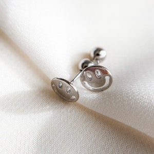 Tiny Smiley Silver Studs//18k Gold Filled//stud Earrings//sleep in ...