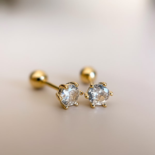 Gold Filled Solitaire Earrings - Etsy