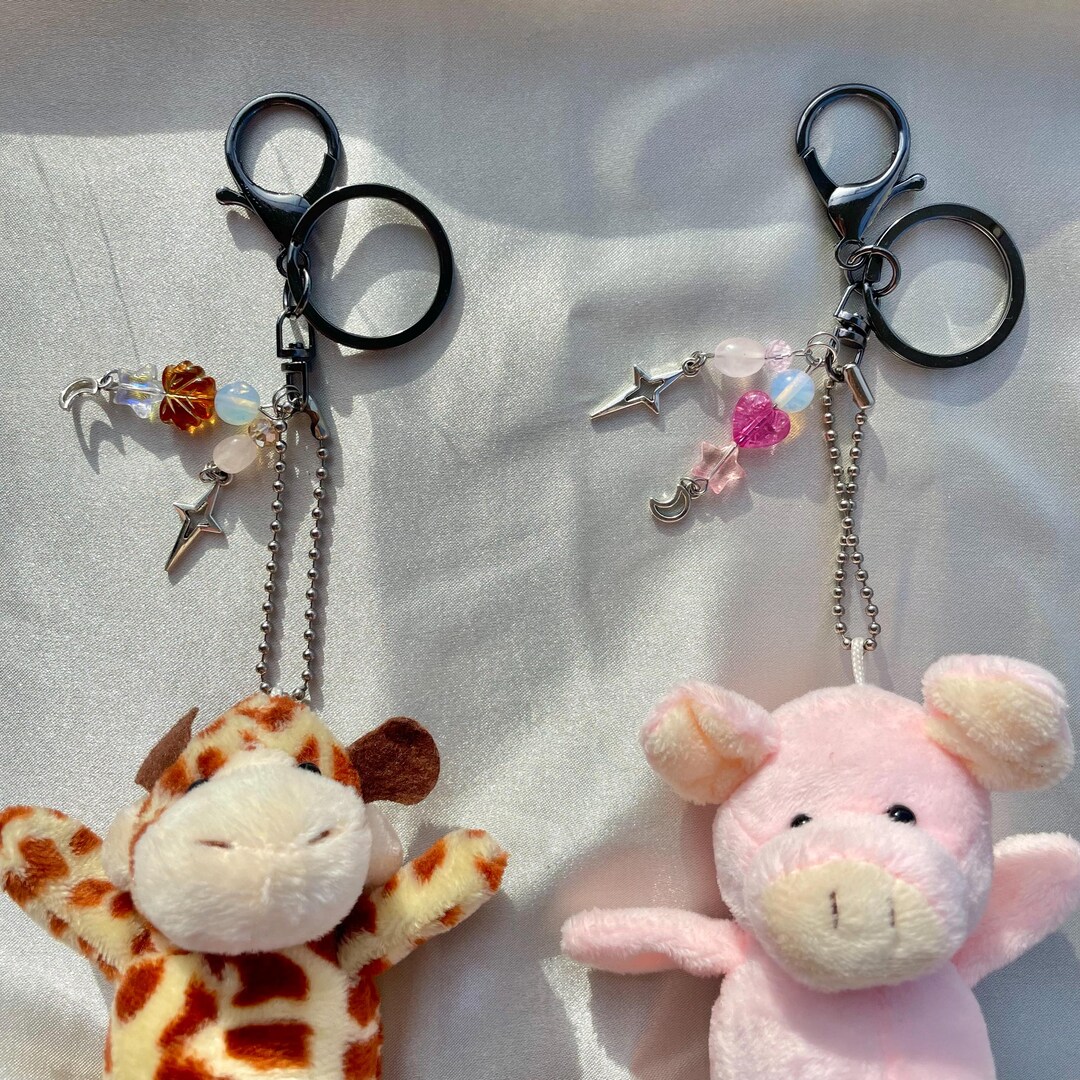 Cutest Plush Giraffe and Pig Keychain Bag Charm. Matching Keychains for ...