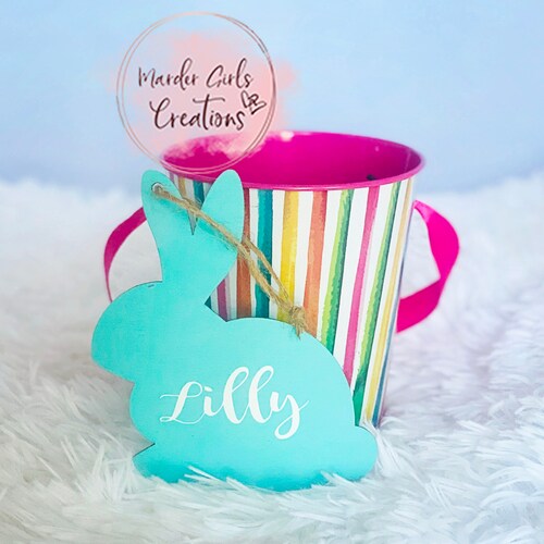 Custom Easter Basket Tag Customized Easter Tag Bunny - Etsy