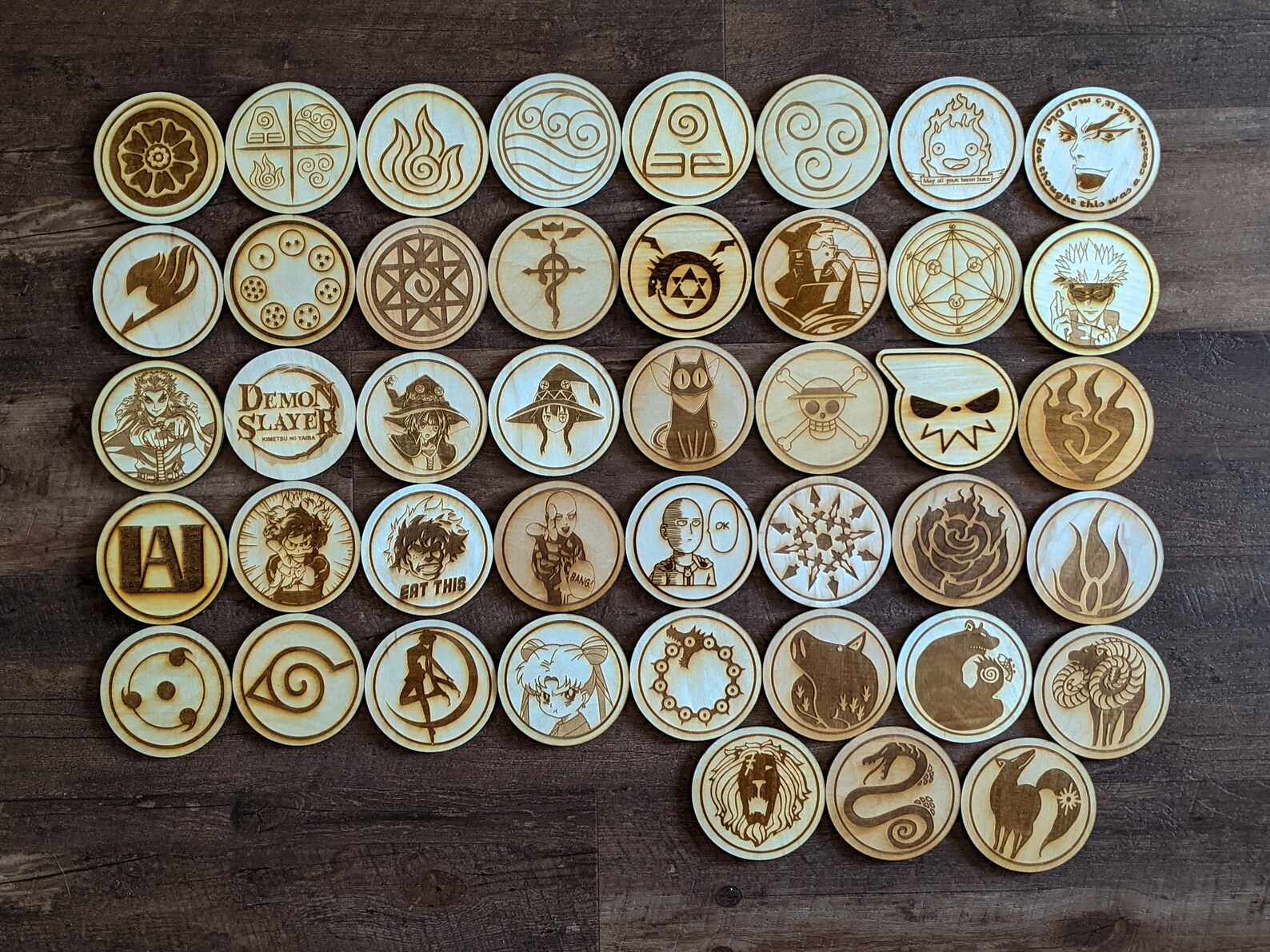 Custom Laser Engraved Anime Coasters - Etsy