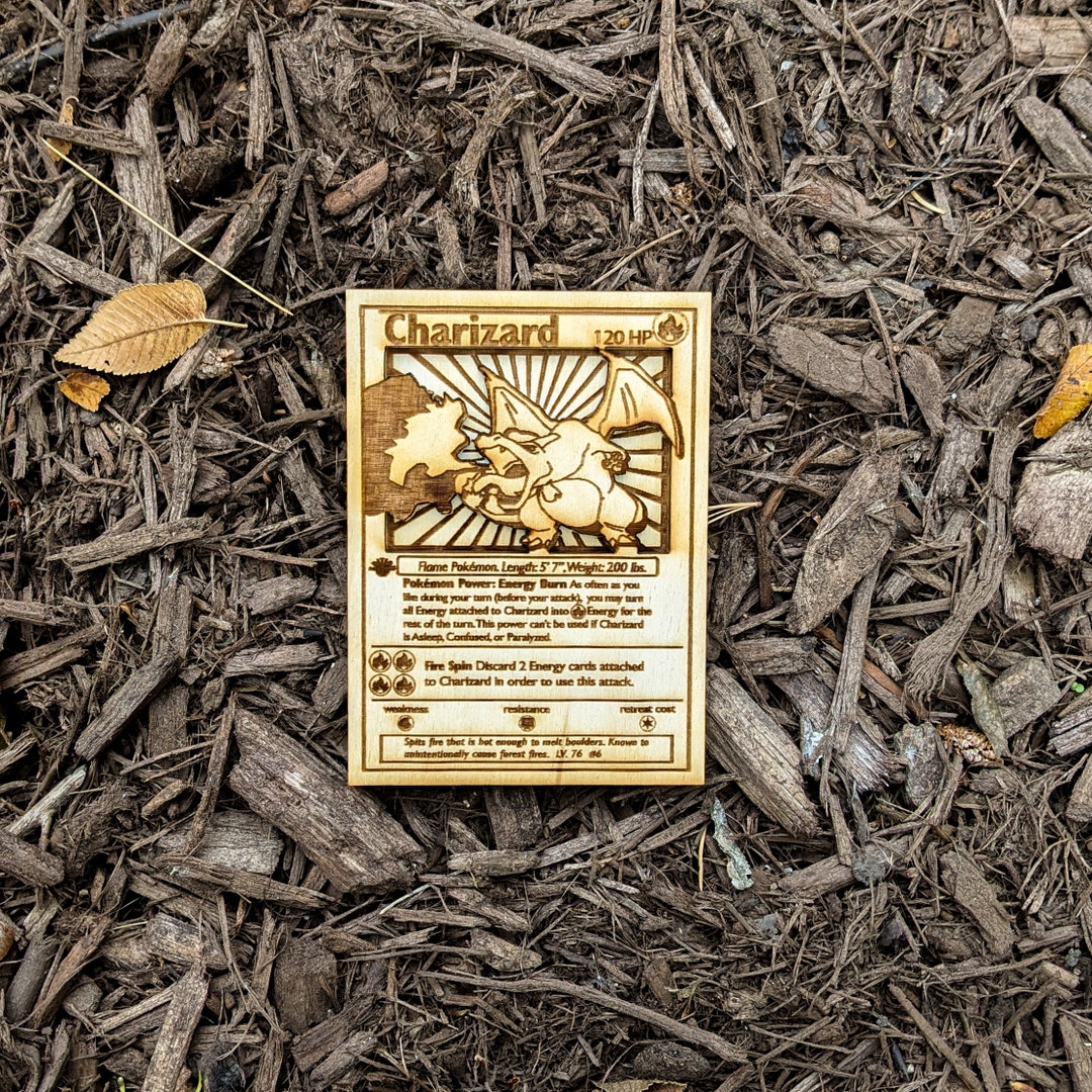 Wooden Charizard Card - Etsy