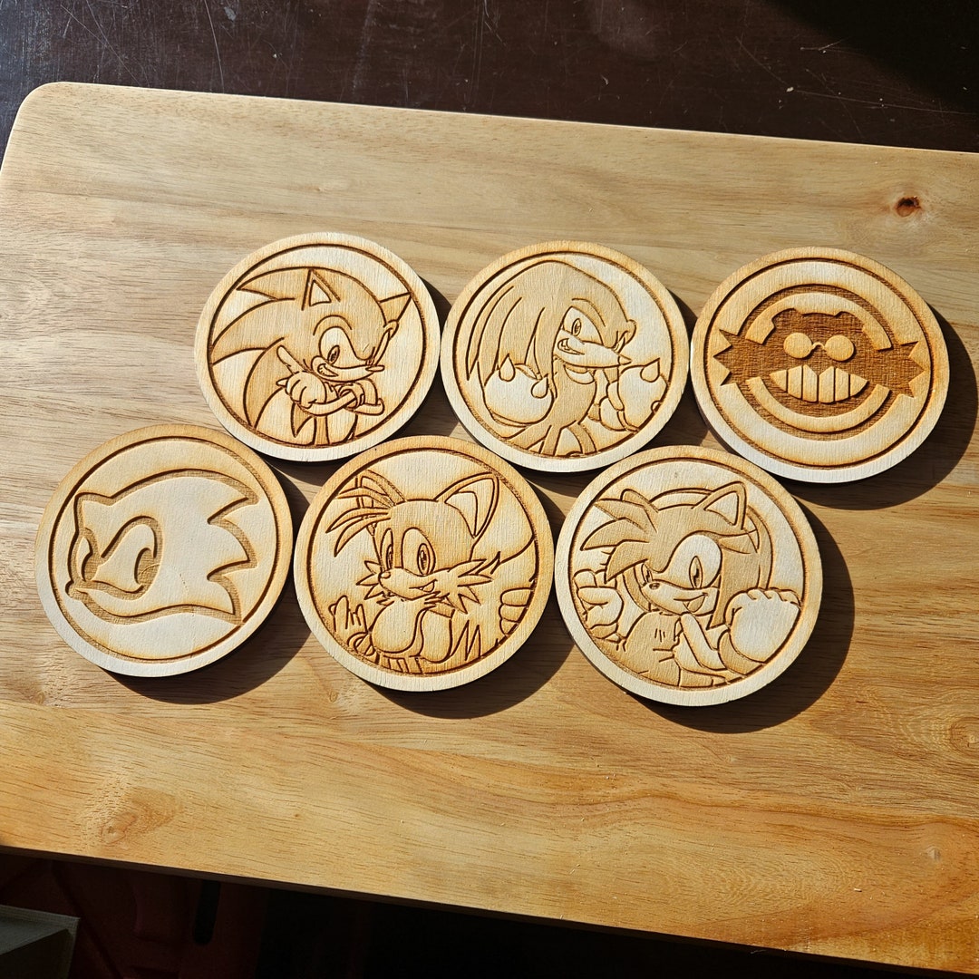 Sonic Gaming Coasters laser Engraved Wooden Coasters - Etsy