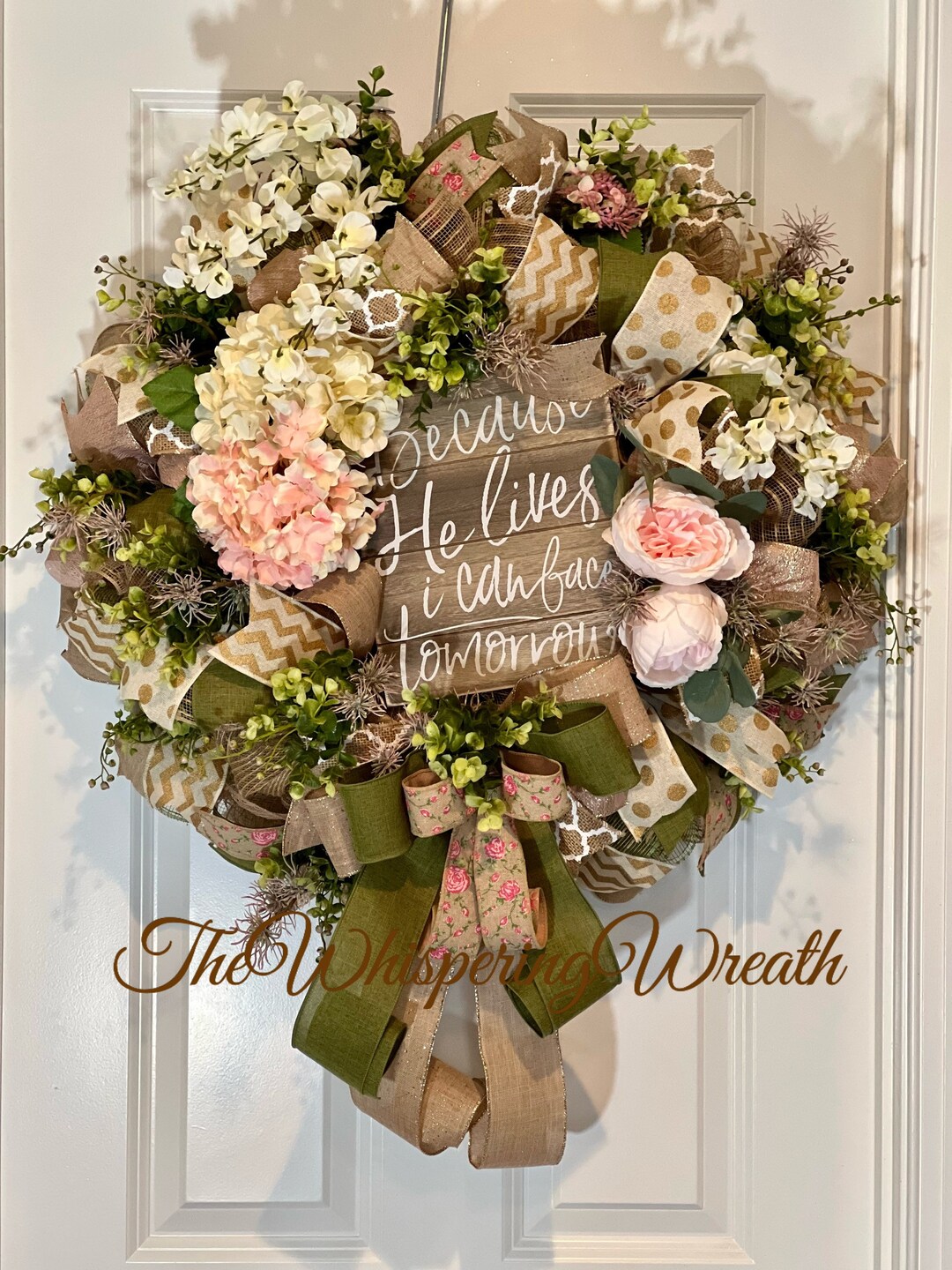 Religious Wreath - Funeral Wreath - Spring Wreath - Handmade Wreath ...