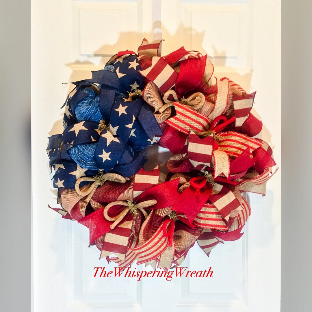 Patriotic Wreath - Americana Wreath - Independence Day Wreath ...