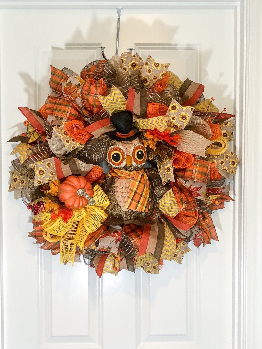 Fall Owl Wreath – Autumn Harvest Colors, Halloween Decor - Etsy