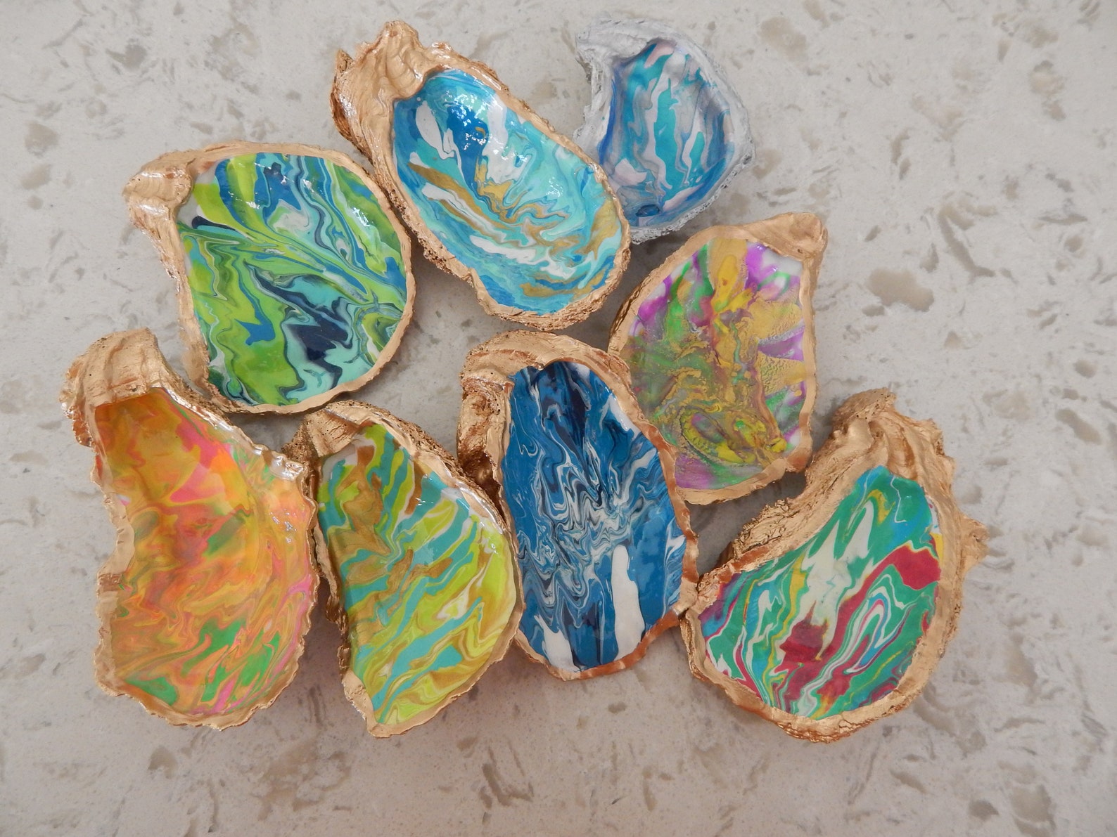 READY TO SHIP Decorative Oyster Shell Ring Dish Multi Colored - Etsy