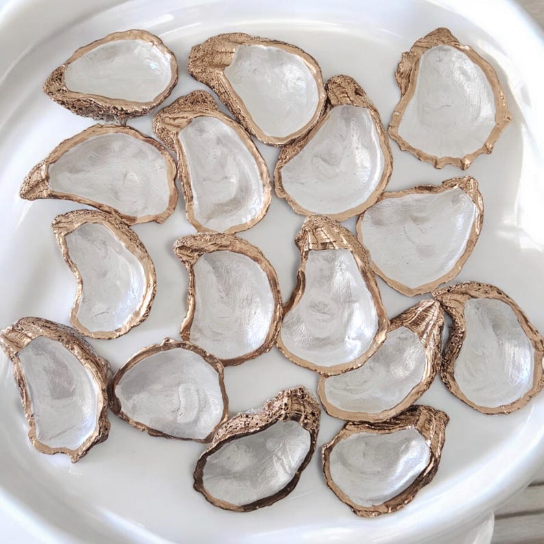 Gold Leaf Oyster Shell Ring Dish: Coastal Home Decor - Etsy