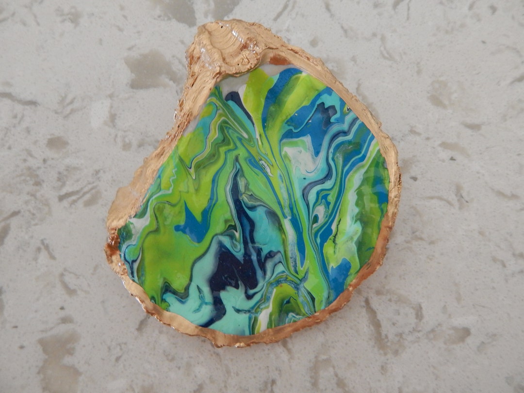 READY TO SHIP Decorative Oyster Shell Ring Dish, Multi Colored Oyster ...