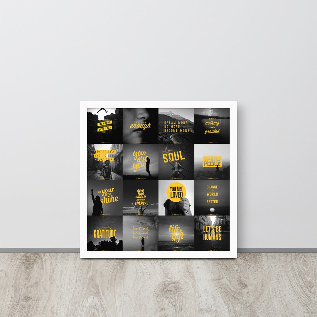 The Happy Project Framed Poster | 16 Inspirational Sayings and ...