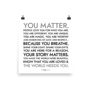 You Matter Poster - Etsy