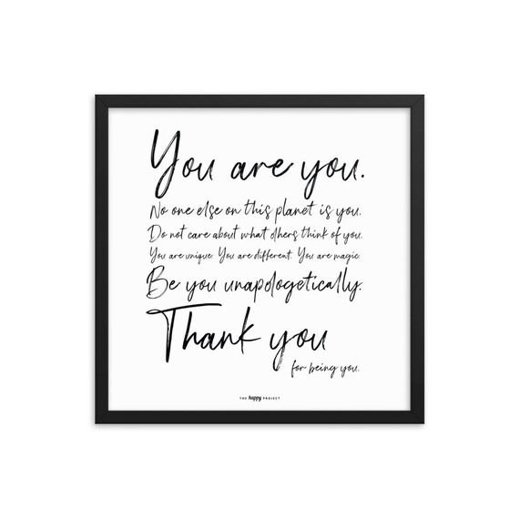 You Are You Framed Poster | Etsy