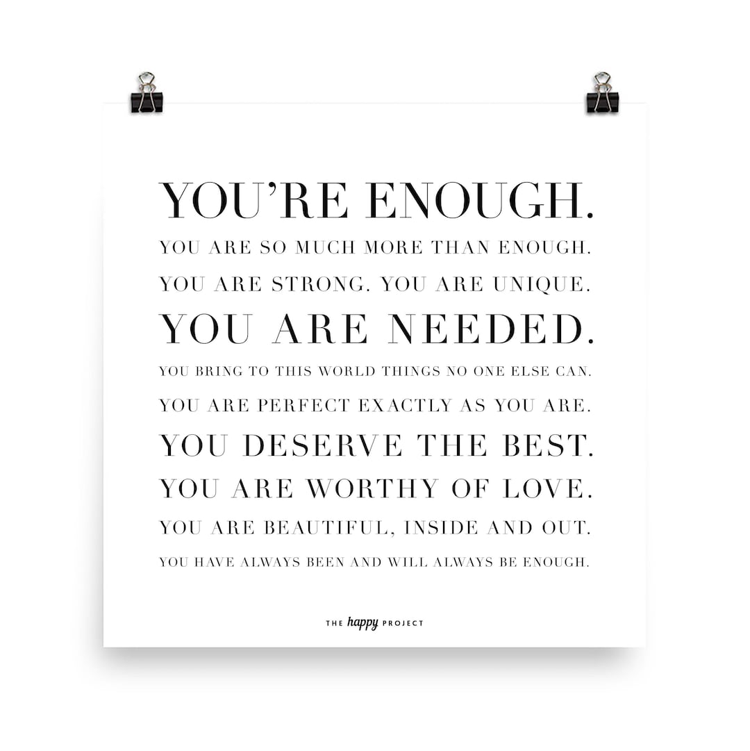 You're Enough Poster | Inspirational Message | Print Poster | Positive ...