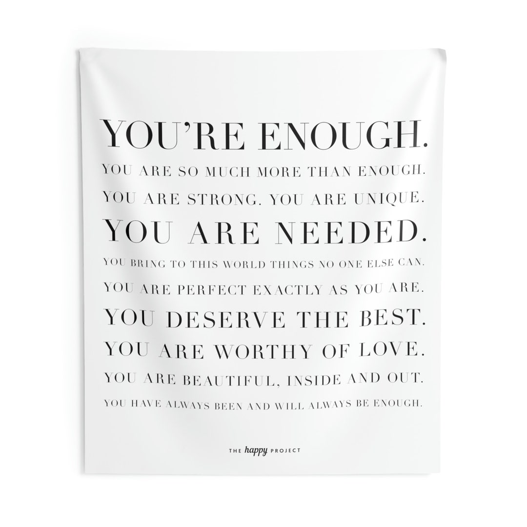 You're Enough Indoor Wall Tapestry | Wall Art Backdrop | Minimalist ...