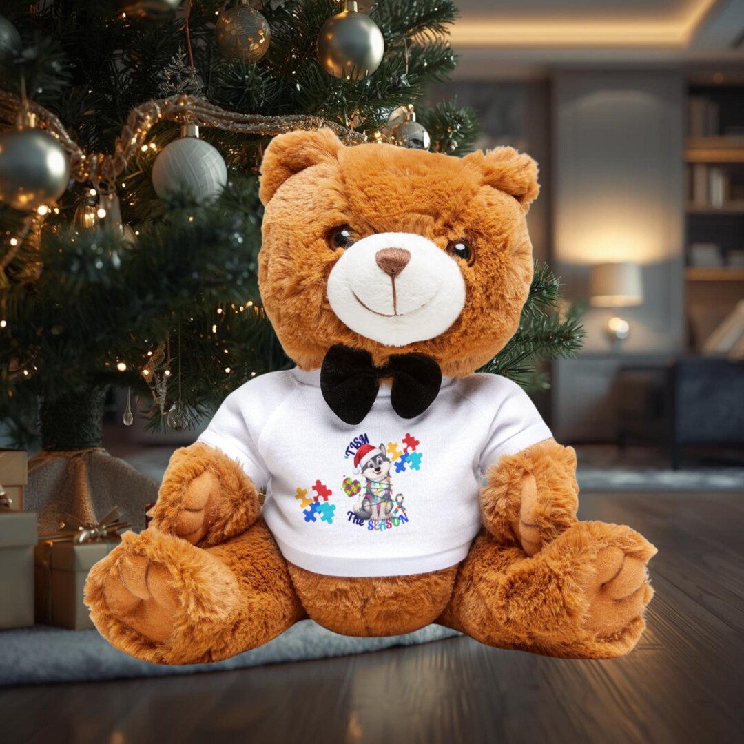 Autism Teddy Bear With T-shirt Plush Stuffed Animal | Brown Bear ...