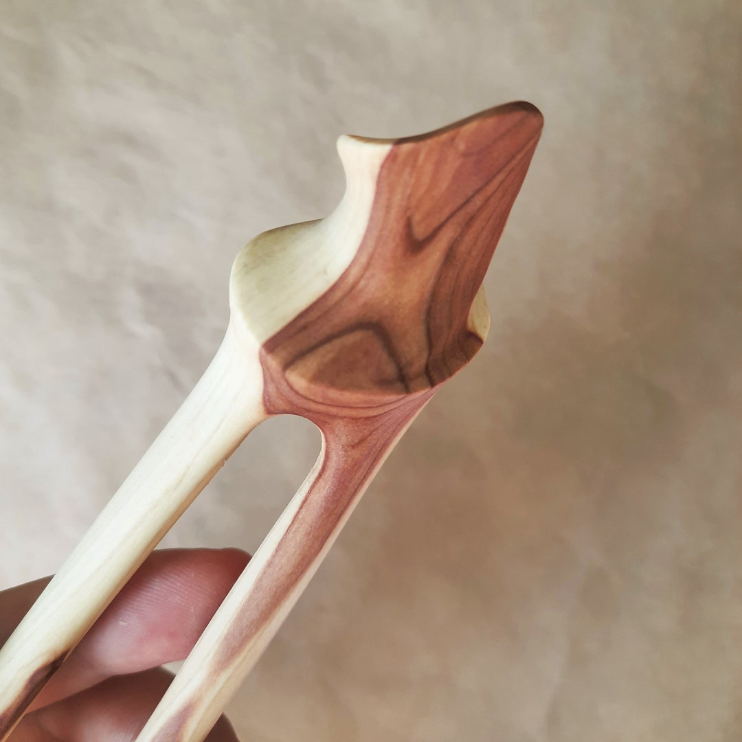 Two Prong Fork Carved Hair Fork Hair Fork Long Hair - Etsy